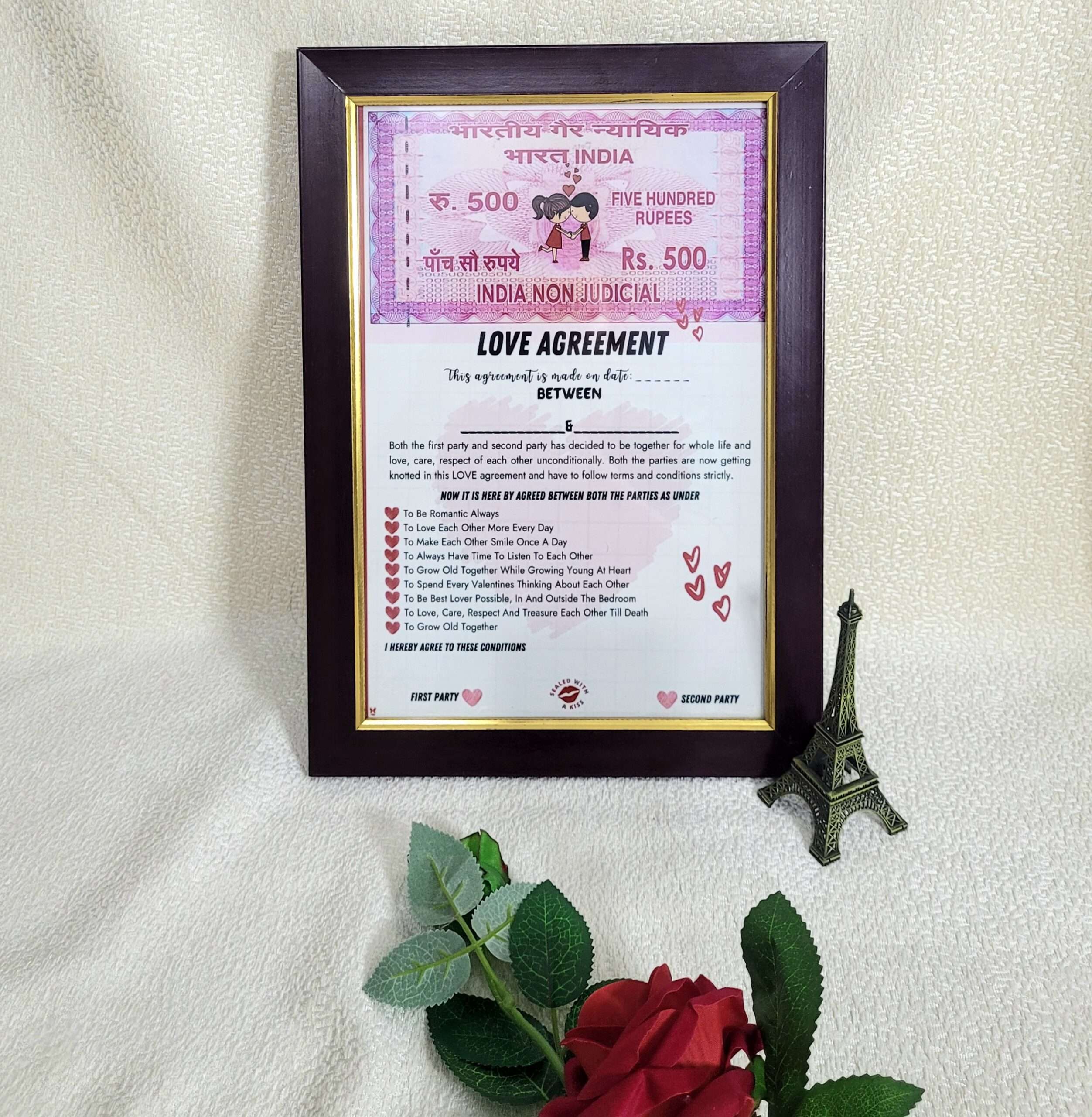 Love Agreement Certificate Frame - Punchvilla.com